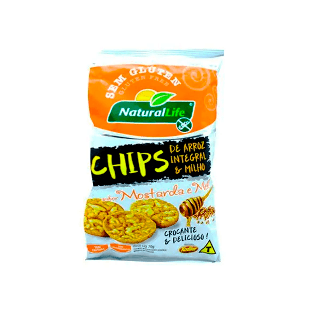 Chips de Arroz e Milho Sabor Mostarda e Mel sem Glúten Natural Life 70g
